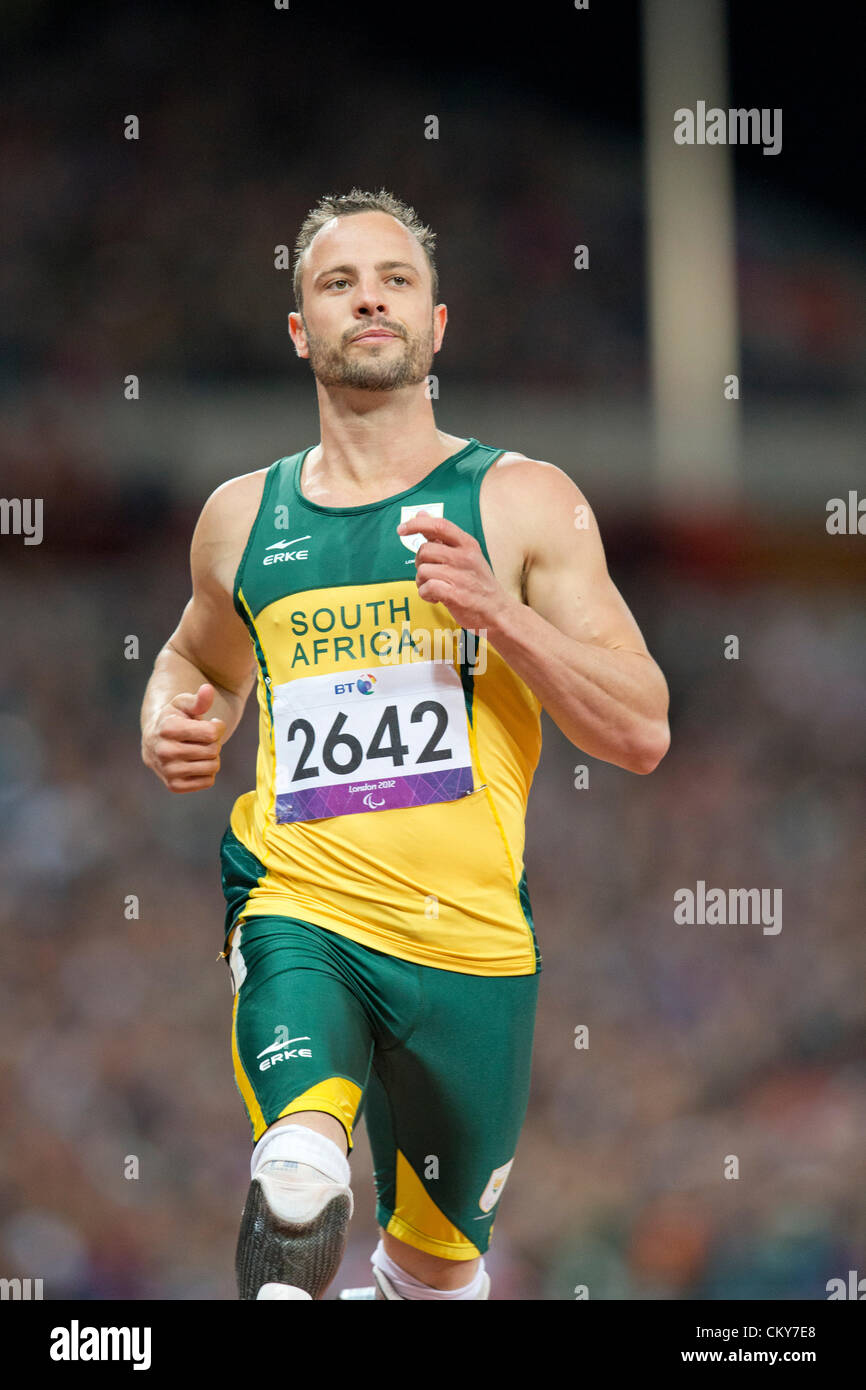 South African sprinter Oscar Pistorius sets a world record in the men's ...