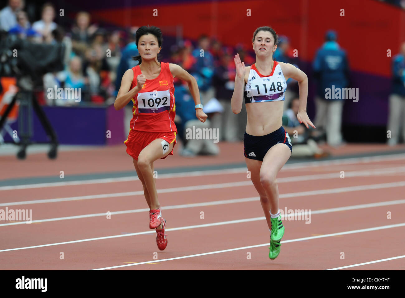 01.09.2012. London, England. Women's 100m Heat 2 T38. Dezhi Xiong (CHN ...
