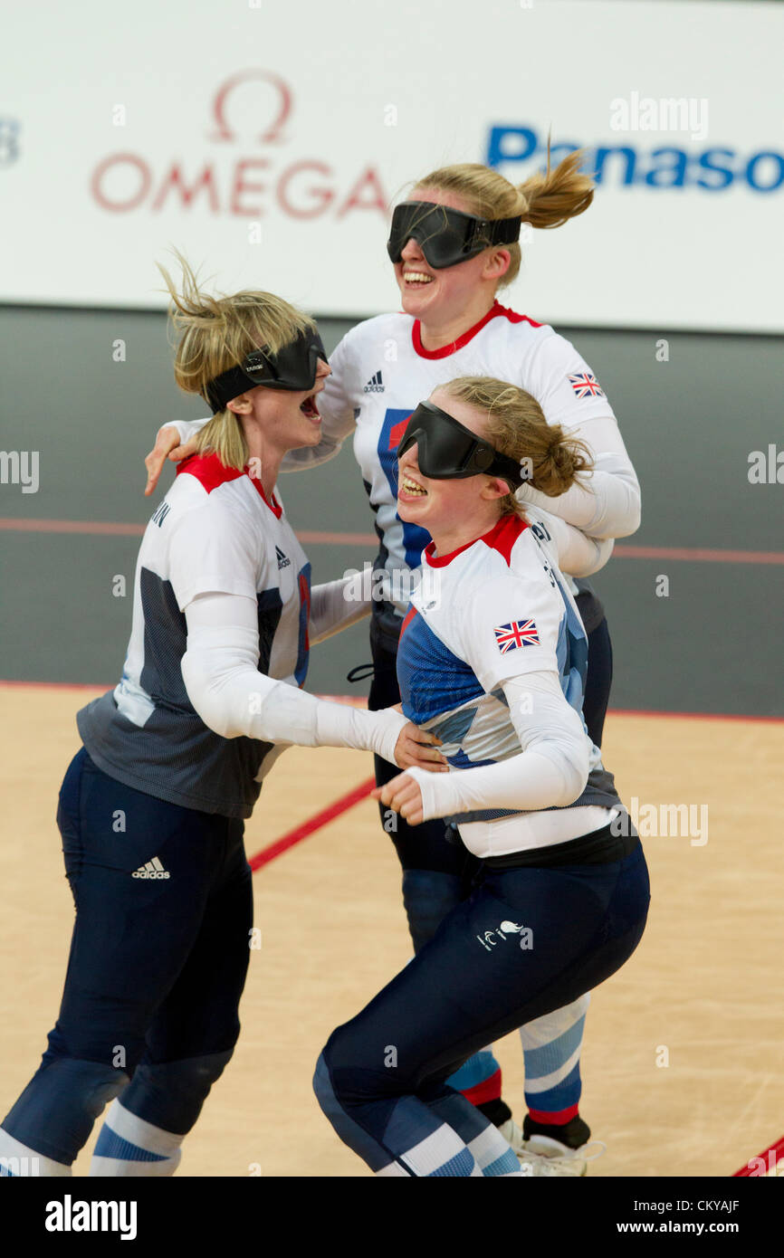 Great Britain's women's goalball team celebrates its victory over ...