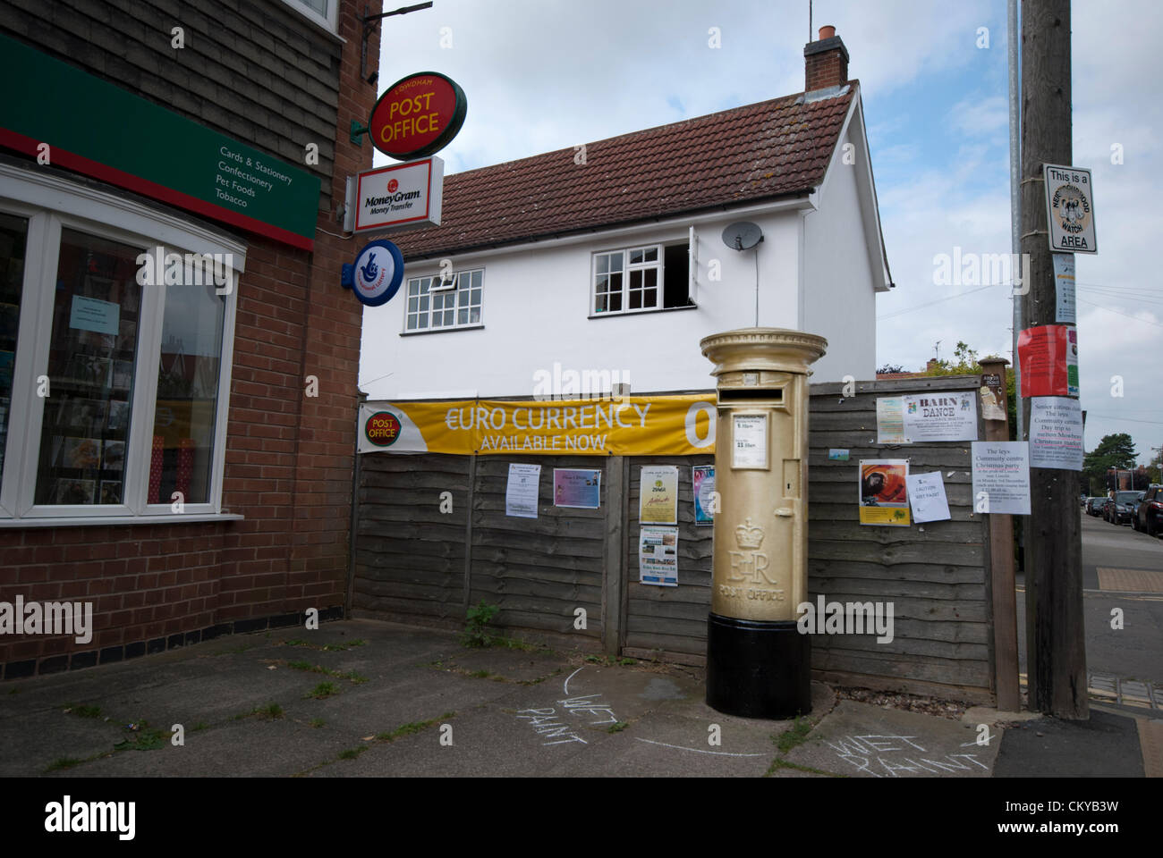 The first post box to be painted gold in Nottinghamshire. It stands ...