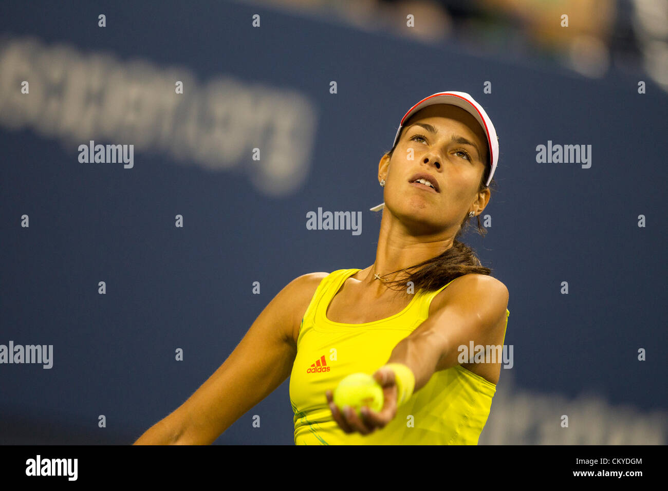 Ana Ivanovic (SRB) competing at the 2012 US Open Tennis Tournament ...