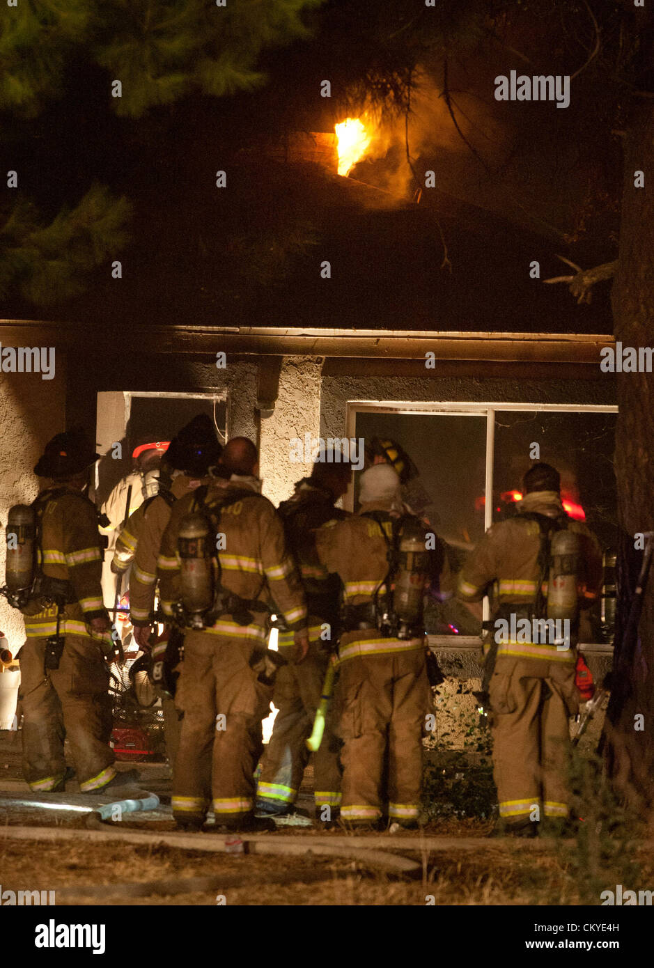 Sept. 2, 2012 - Modesto, CA, USA - A house fire in the 1300 block of ...