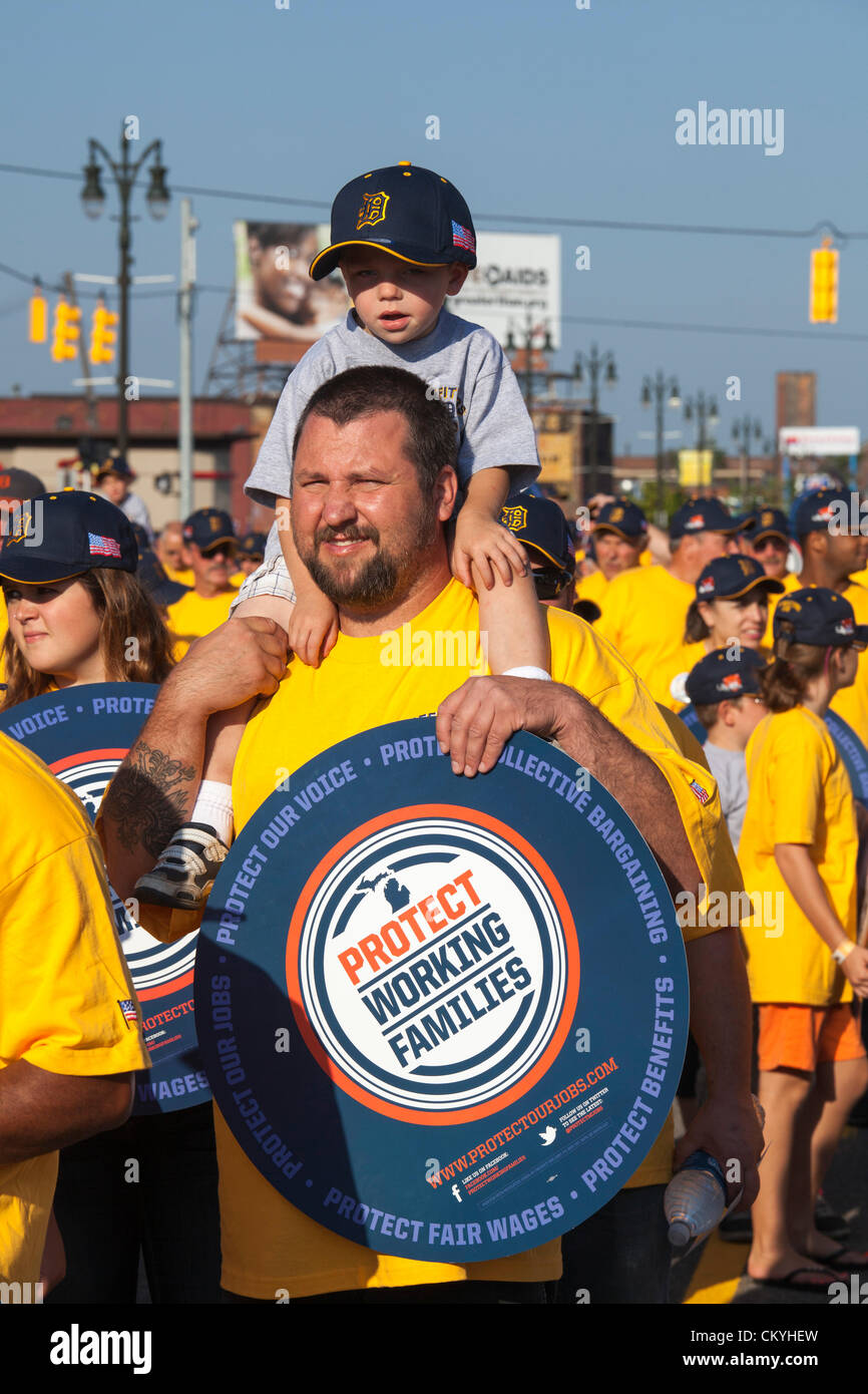 Detroit, Michigan - Union members march in the Labor Day parade Stock ...