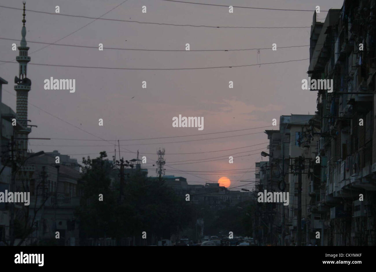 A beautiful view of sun-set at burns road in Karachi on Tuesday ...