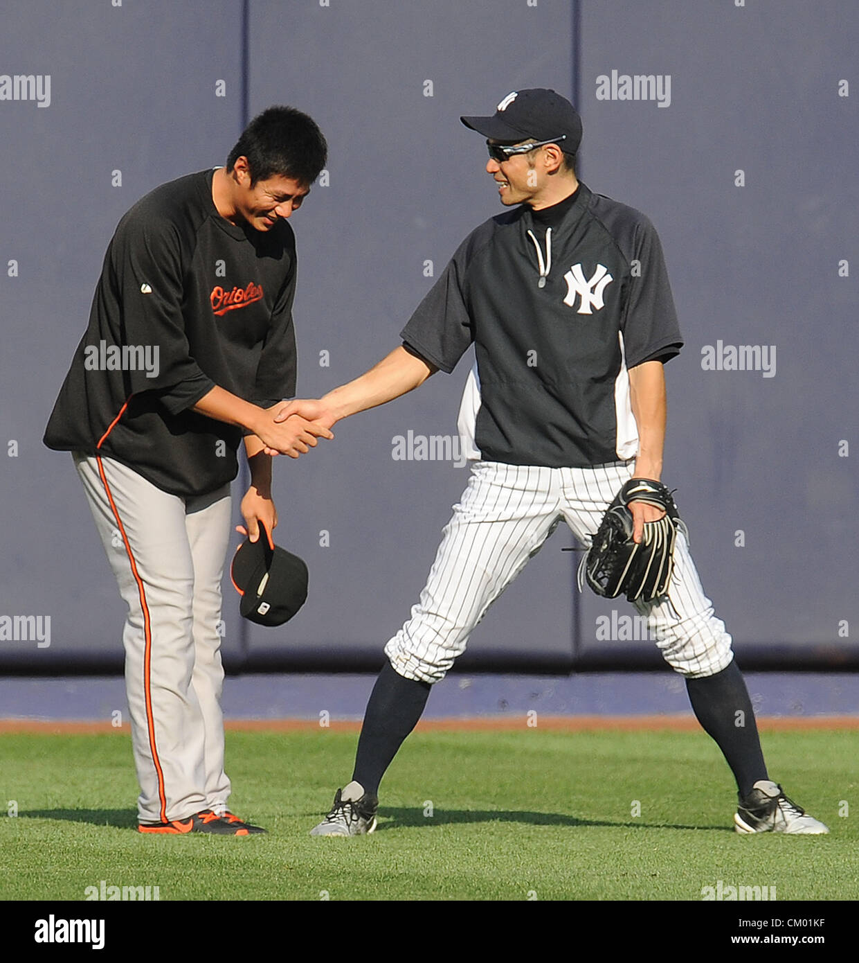 (L-R) Wei-Yin Chen (Orioles), Ichiro Suzuki (Yankees), AUGUST 31, 2012 ...