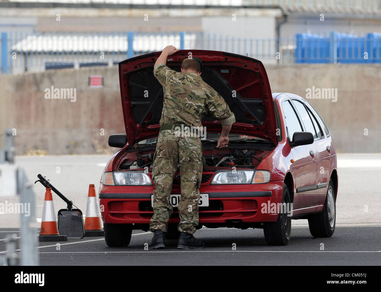 Army searching cars at a security checkpoint, UK Stock Photo - Alamy