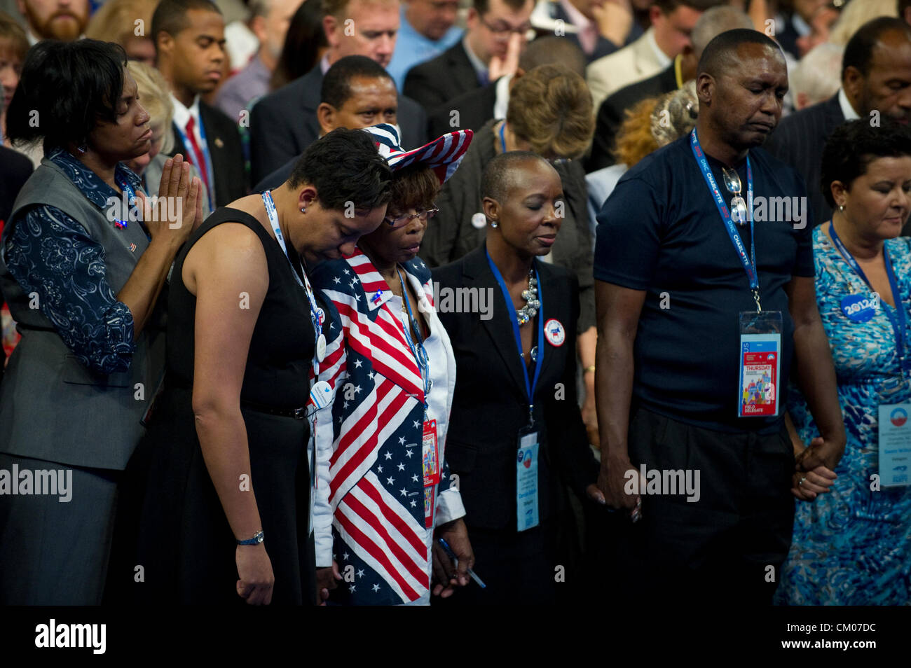 Charlotte, North Carolina, USA - North Carolina Delegates pray during ...