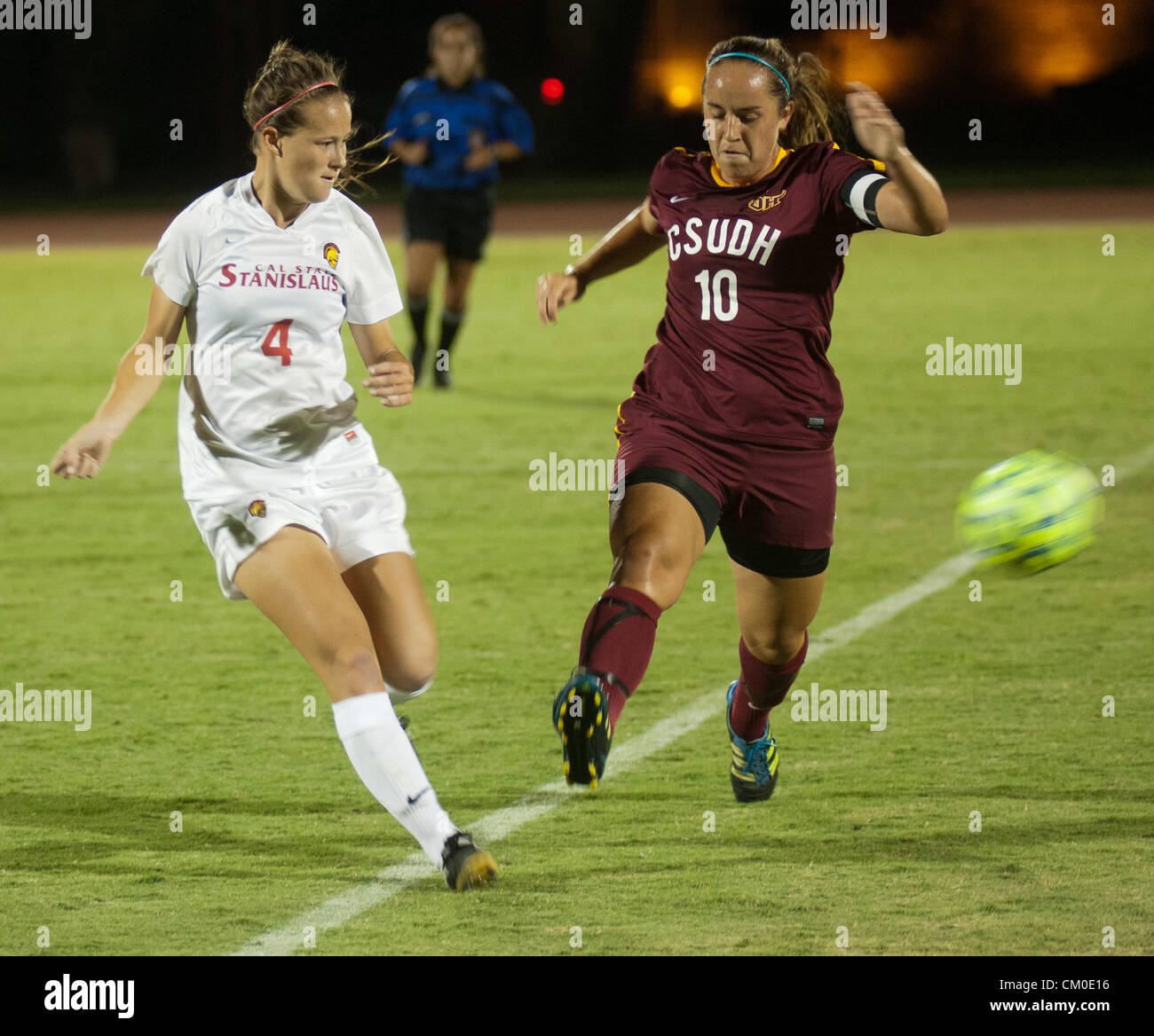 Sept. 7, 2012 - Turlock, CA, USA - CSU Stanislaus Allison Case(4) kicks ...