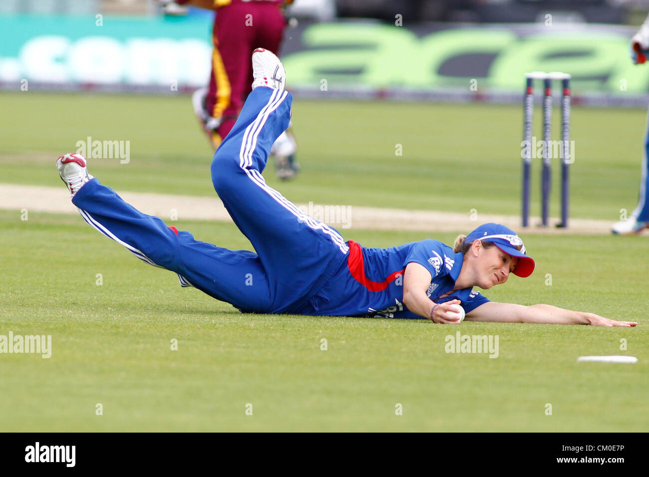 08/09/2012 Durham, England. Charlotte Edwards fielding during the 1st ...
