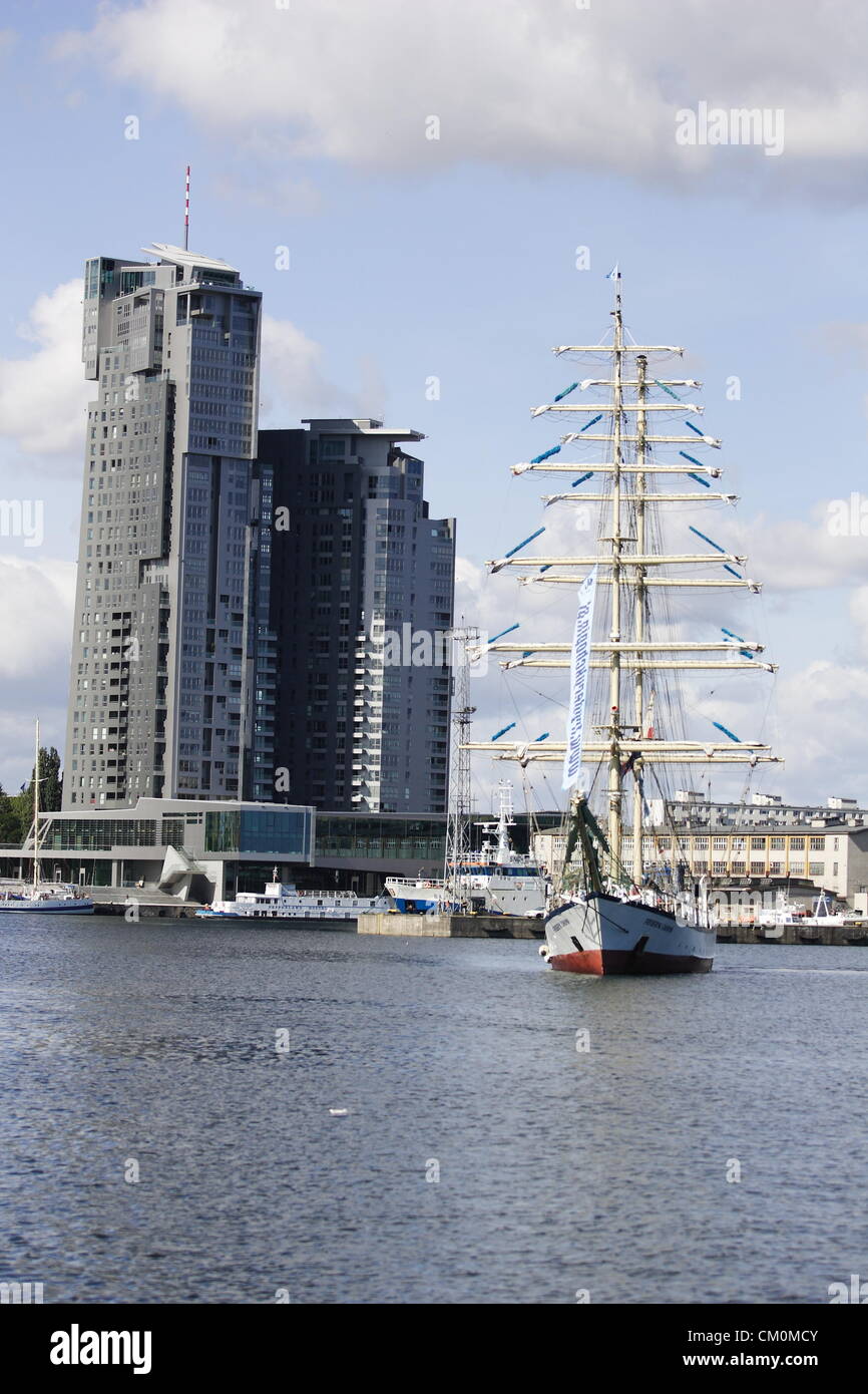 Gdynia, Poland 9th, September 2012 MS Fryderyk Chopin sailing-ship goes ...