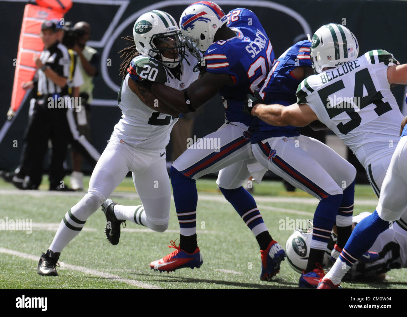 Sep 09,2012-New York New York USA KYLE WILSON (20) blocking DaNORRIS ...