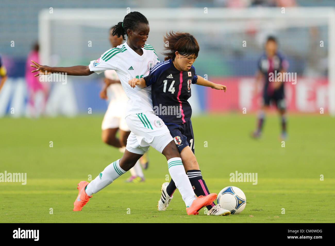 Tokyo, Japan. (L to R) Fasilat Adeyemo (NGR), Hanae Shibata (JPN), SEPTEMBER 8, 2012 - Football ...