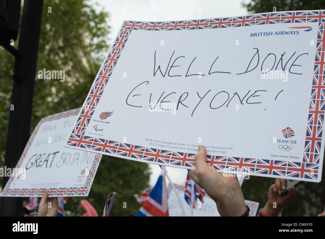 Trafalgar Square, London, September 10, 2012 "Well Done Everyone" A ...