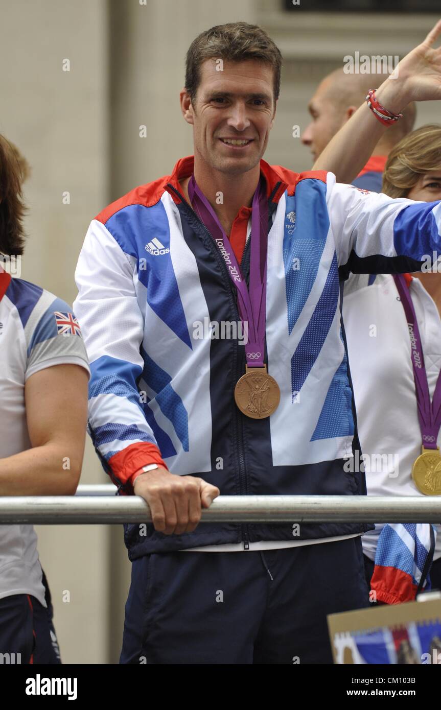 London, UK, Monday 10th September 2012. Rowing's Greg Searle celebrates ...