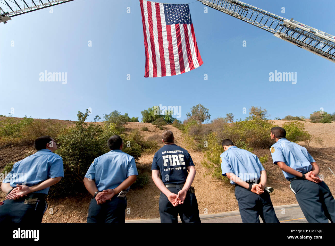 Sept. 11, 2012 - Los Angeles, California, U.S. - LAFD cadets watch a ...