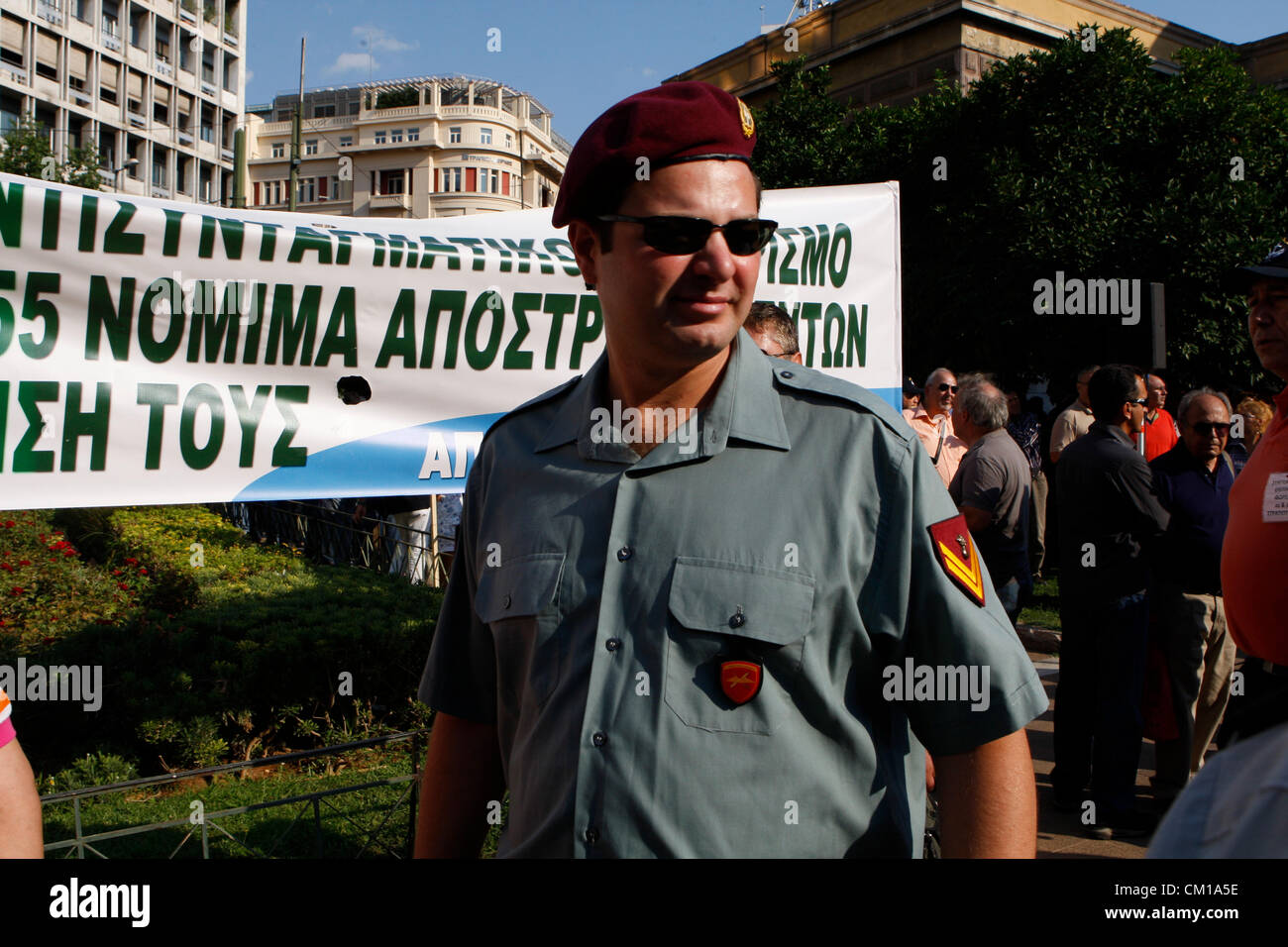 Sept. 12, 2012 - Athens, Greece - Military officers protest outside the ...