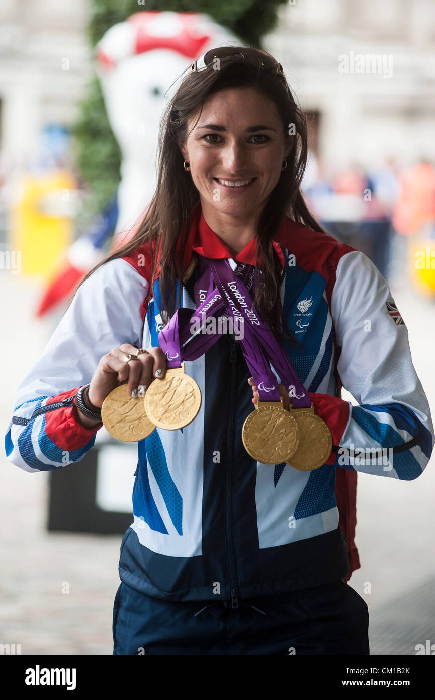 10.09.2012, London, England. Sarah Storey pose for photographers as ...