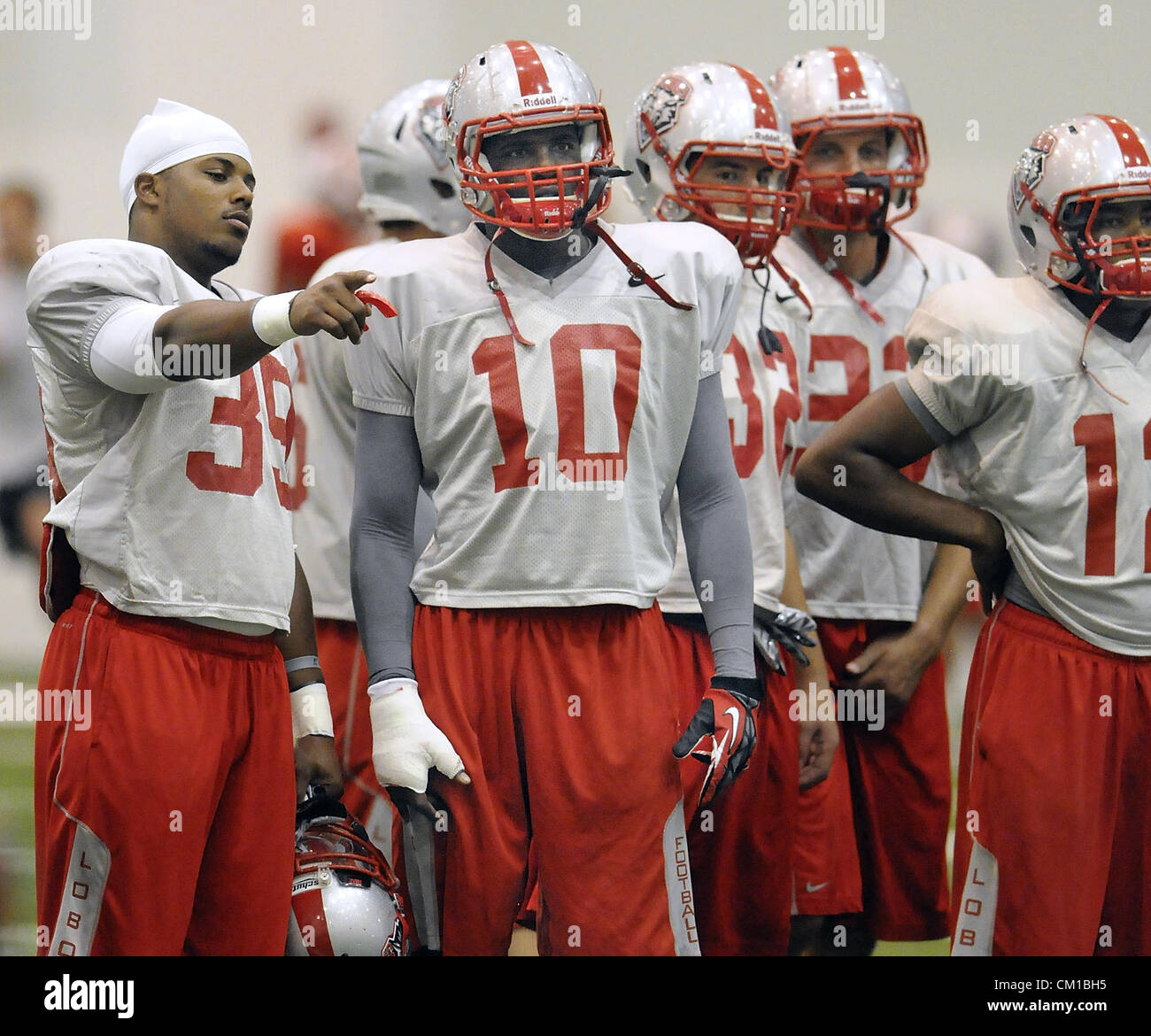 Sept. 12, 2012 - Albuquerque, NM, U.S. - UNM's #39 Joe Stoner talks ...