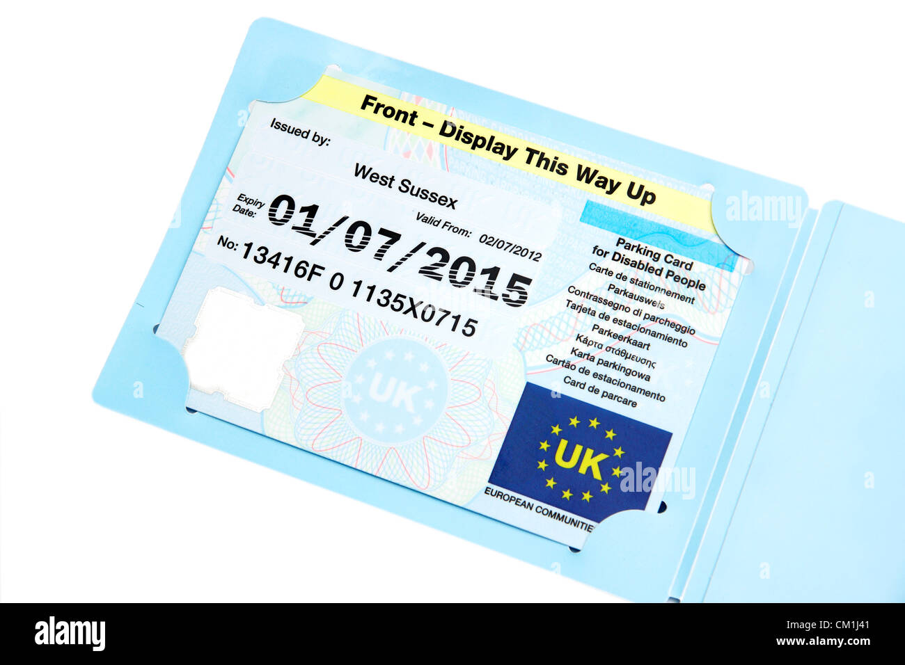 Parking card for disabled people (Disabled person's parking disc a ...