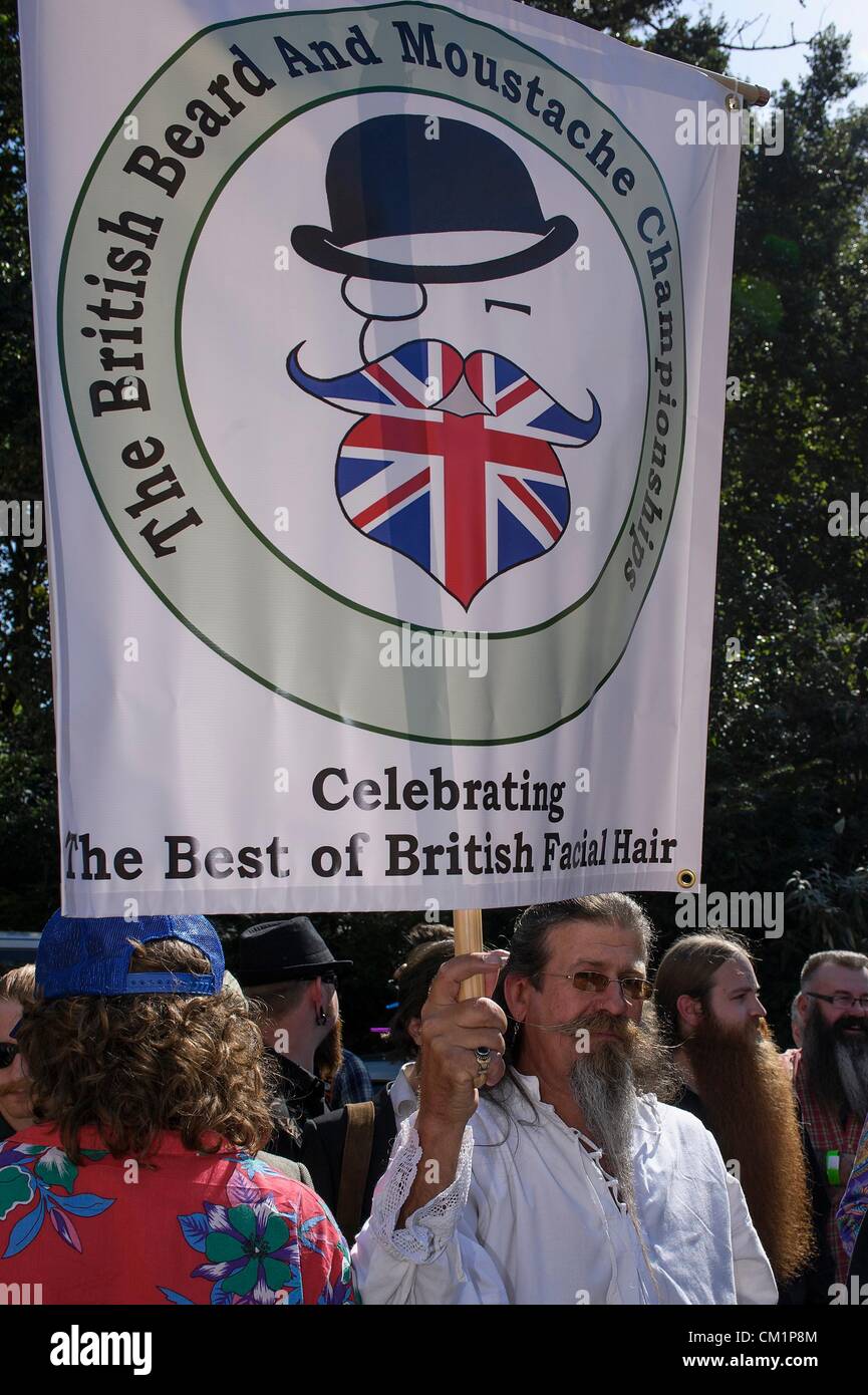 Entrants to The British Beard & Moustache Championships parade around ...