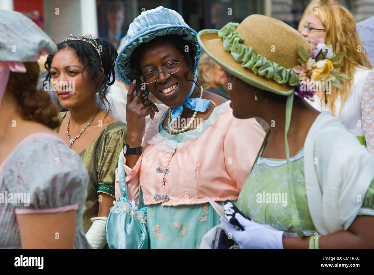 Bath, UK. Saturday 15th September 2012. Ladies in Regency costume ...