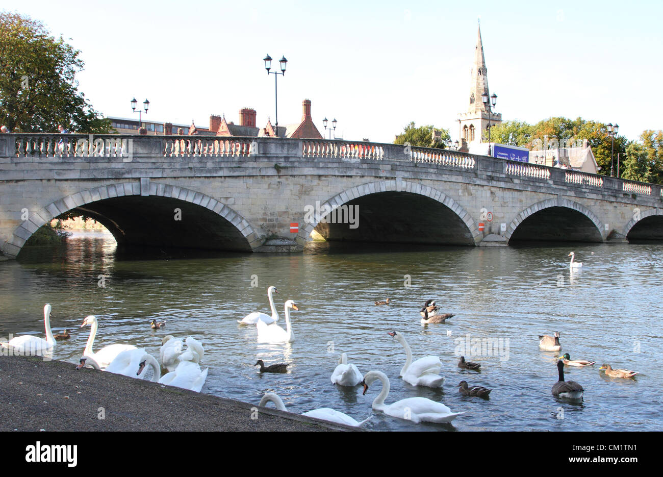Bedford, UK - Bedford's Town Bridge over the River Great Ouse - A ...