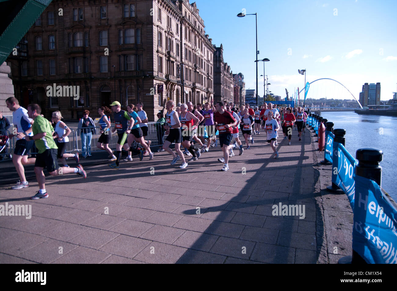 Athletes turning the first corner in the inaugural BUPA Great North 5K ...