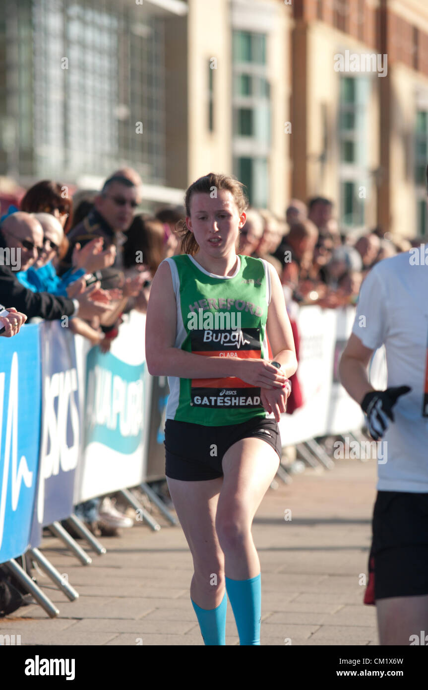 Clara Evans of Hereford & County AC crossing the line to win the women ...