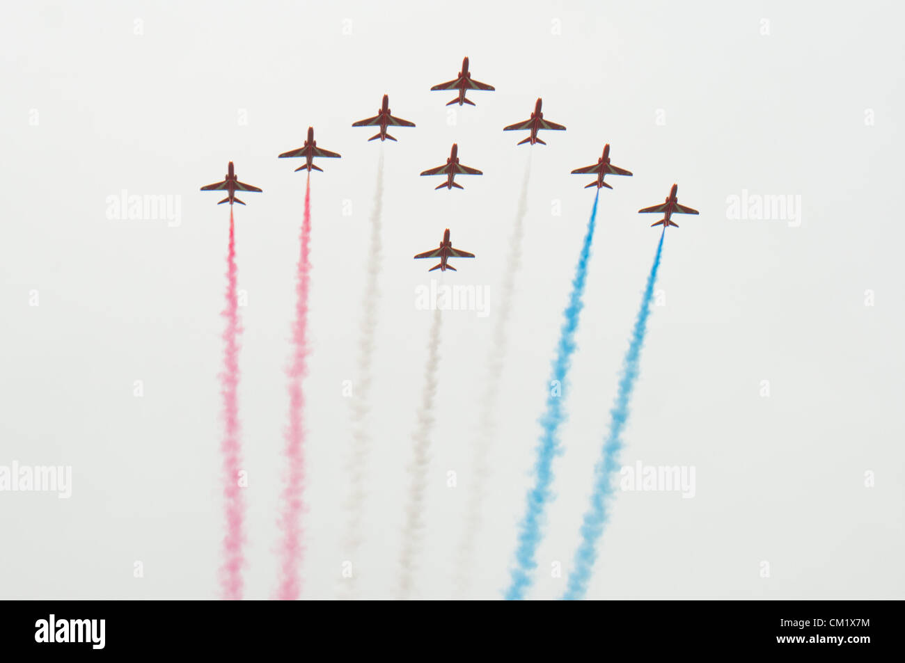 Newcastle, UK, Sunday September 16th, 2012. The Red Arrows Air Display ...