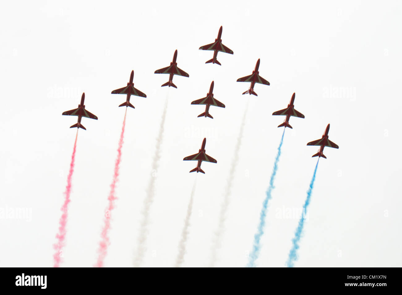 Newcastle, UK, Sunday September 16th, 2012. The Red Arrows Air Display ...
