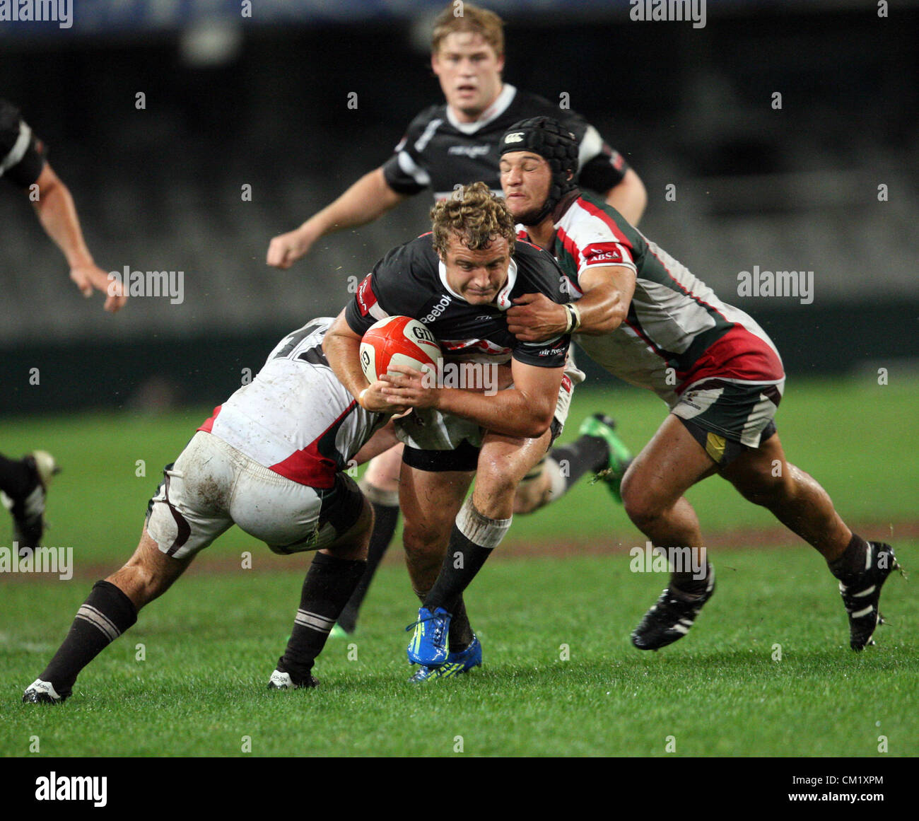 DURBAN, SOUTH AFRICA - SEPTEMBER 15, Hanco Venter looking for a gap ...