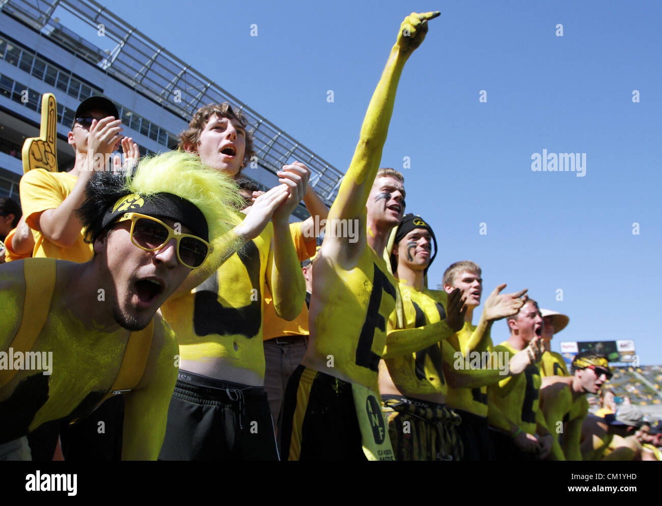 Sept. 15, 2012 - Iowa City, Iowa, U.S. - University of Iowa fans cheer ...