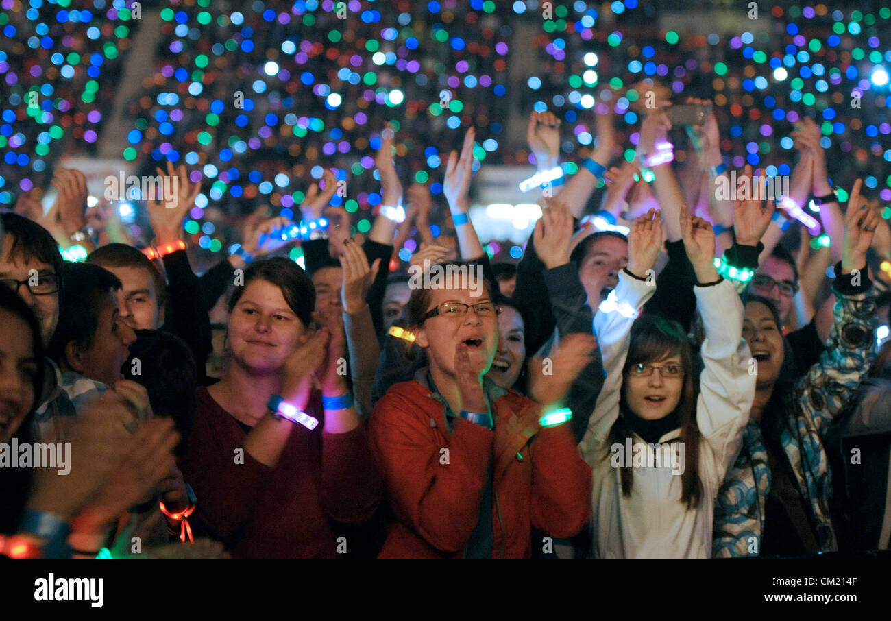 British rock band Coldplay´s fans during a concert held in Prague ...