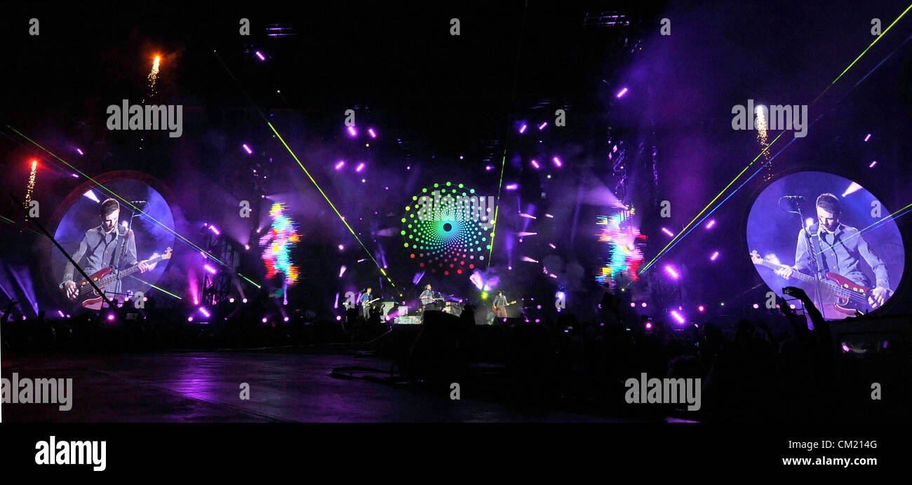 British rock band Coldplay perform during a concert held in Prague ...