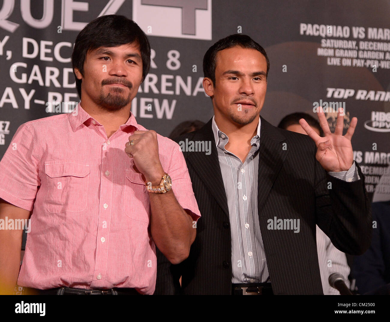 Sept 17,2012. Beverly Hills CA. (L) Manny Pacquiao poses with Mexico's ...