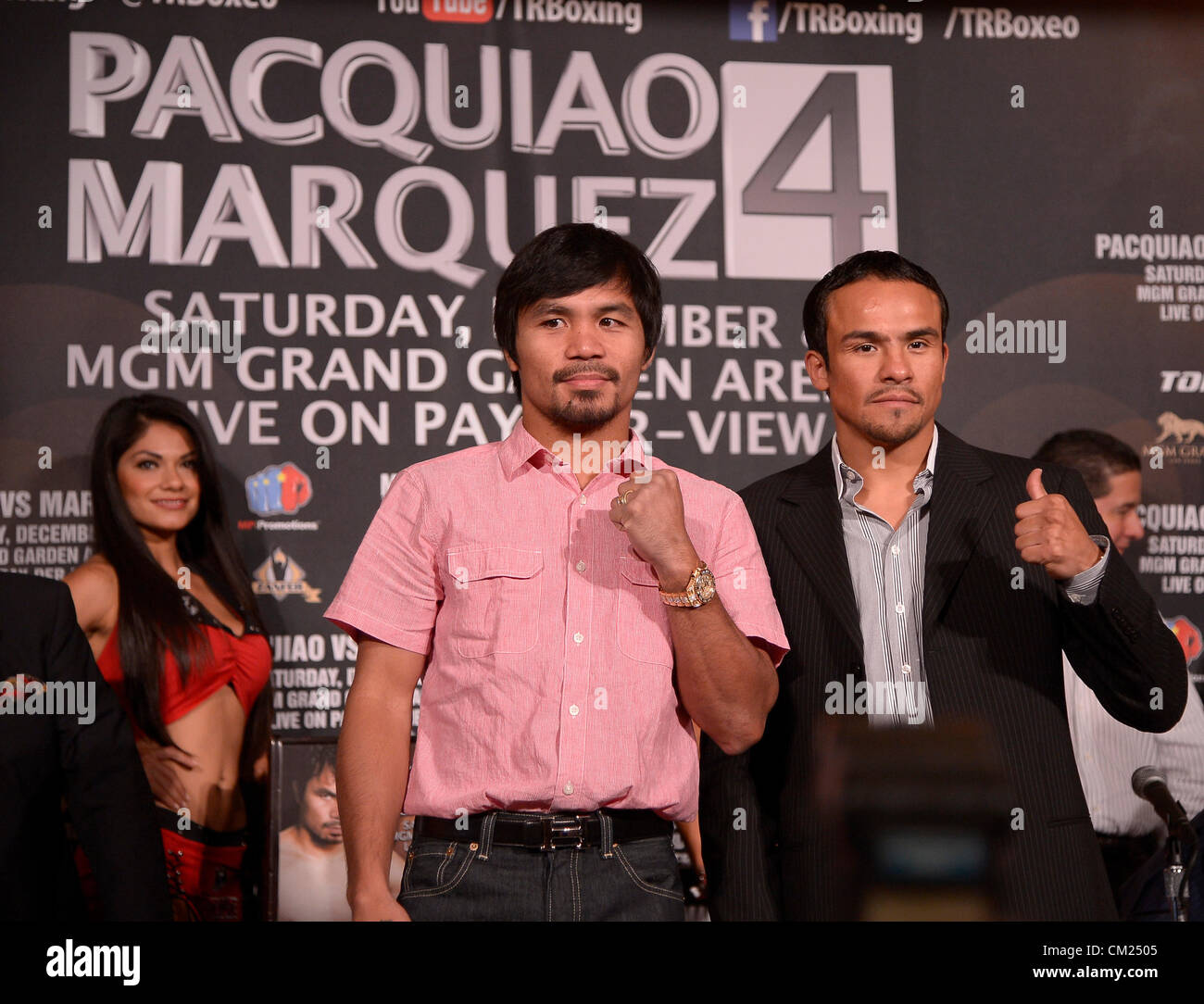 Sept 17,2012. Beverly Hills CA. (L) Manny Pacquiao poses with Mexico's ...