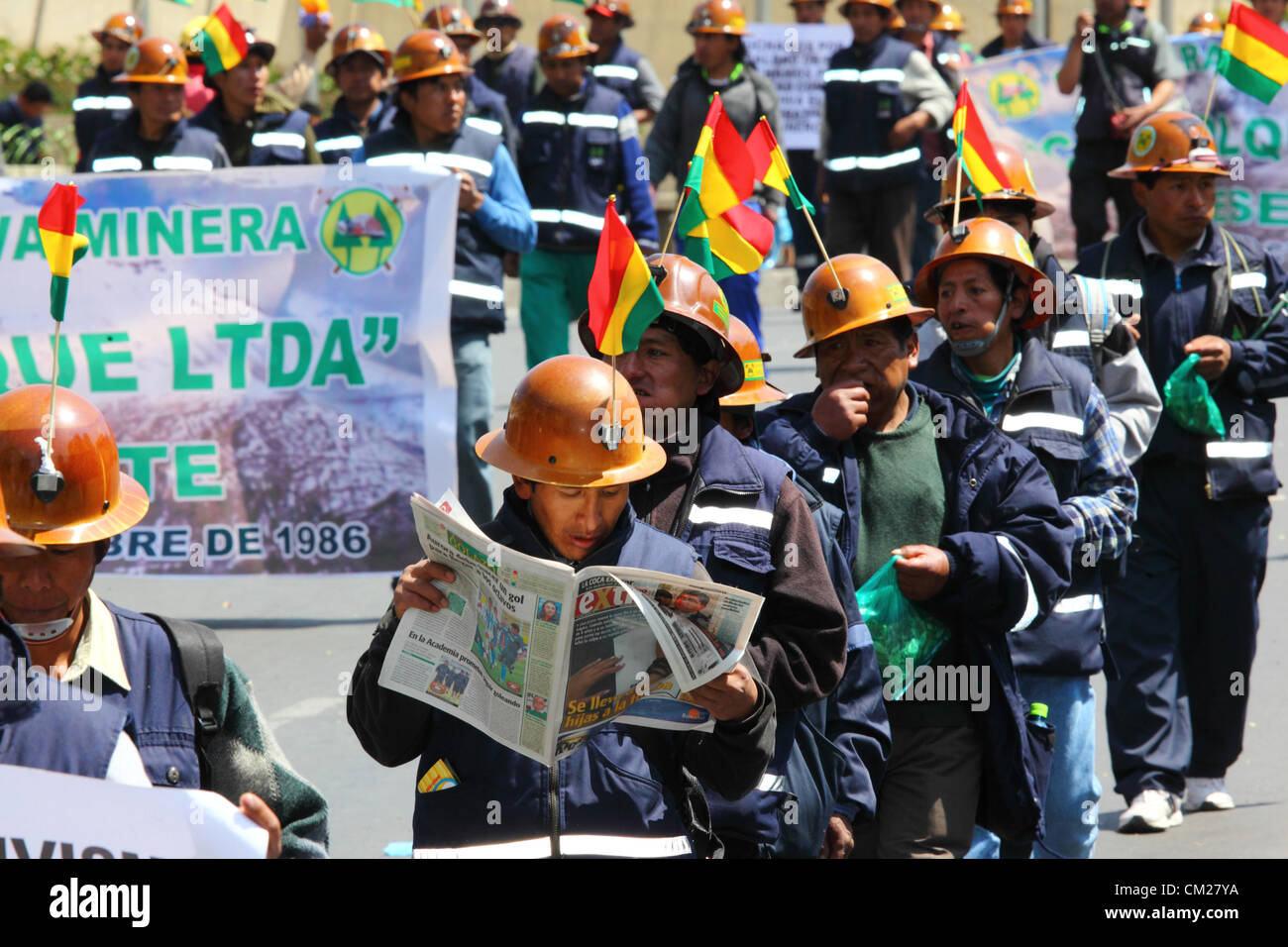 Miners marching flags hi-res stock photography and images - Alamy