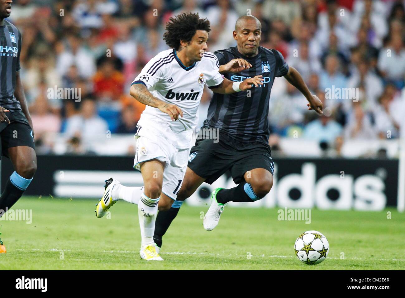 Marcelo (Real), Maicon (Man.C), SEPTEMBER 18, 2012 - Football / Soccer ...