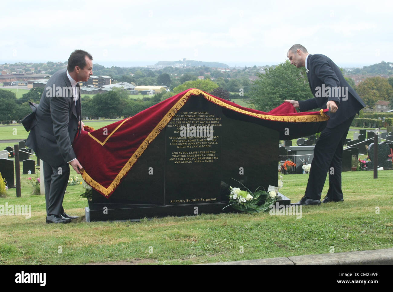 ROBERT MORPHET & DARREN UNSWORTH PREPARING THE HEADSTONE SIR JIMMY ...