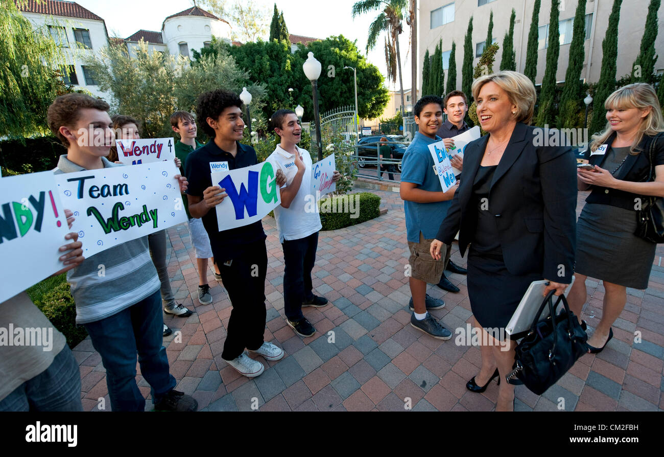 Sept. 19, 2012 - Hollywood, CA, U.S. - Supporters greet candidate WENDY ...