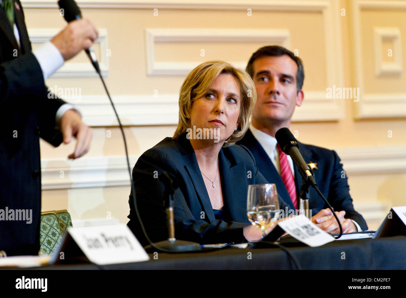 Sept. 19, 2012 - Hollywood, CA, U.S. - WENDY GREUEL and ERIC GARCETTI ...
