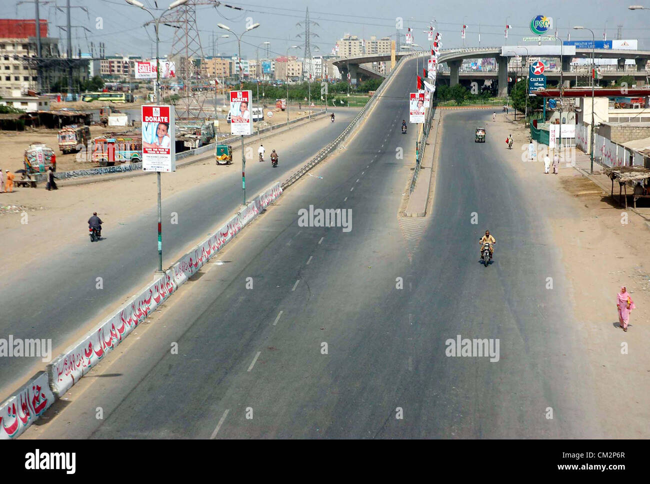 View of KPT Flyover seen desolate look due to country wide protest day ...