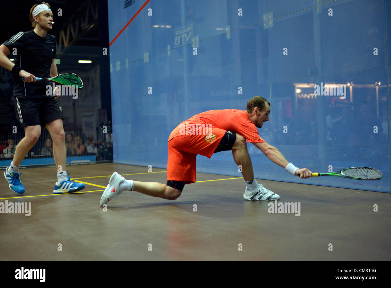 Gregory Gaultier (France) world-ranked number 3 stretches to play a ...