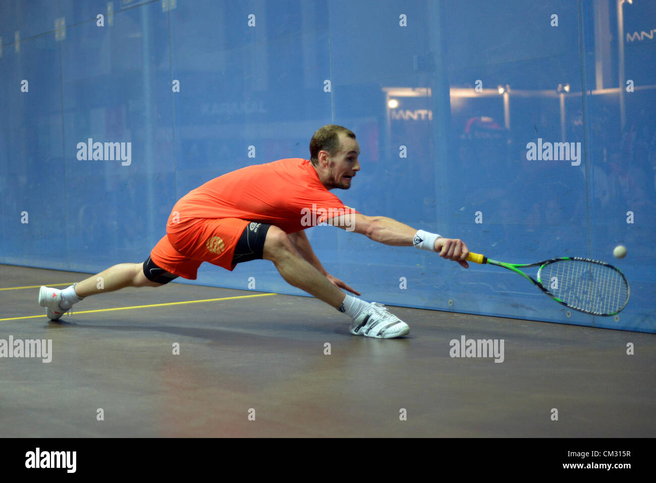 Gregory Gaultier (France) world-ranked number 3 stretches to play a ...