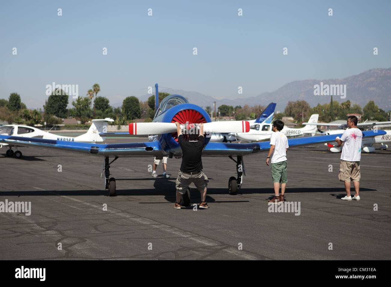 EL MONTE, CALIFORNIA, USA - SEPTEMBER 23, 2012 - Single propeller older ...