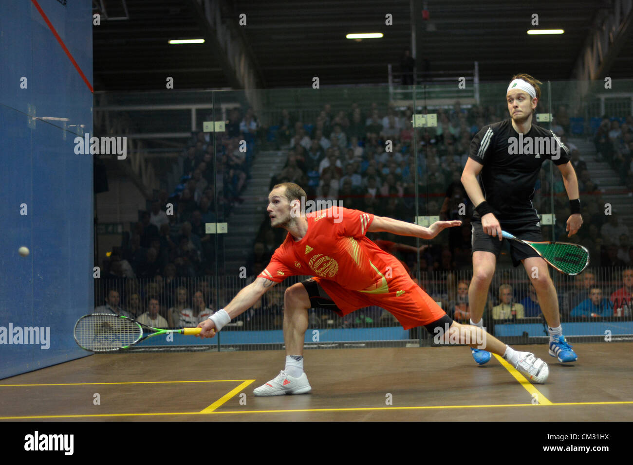 Gregory Gaultier (France) world-ranked number 3 stretches to play a ...