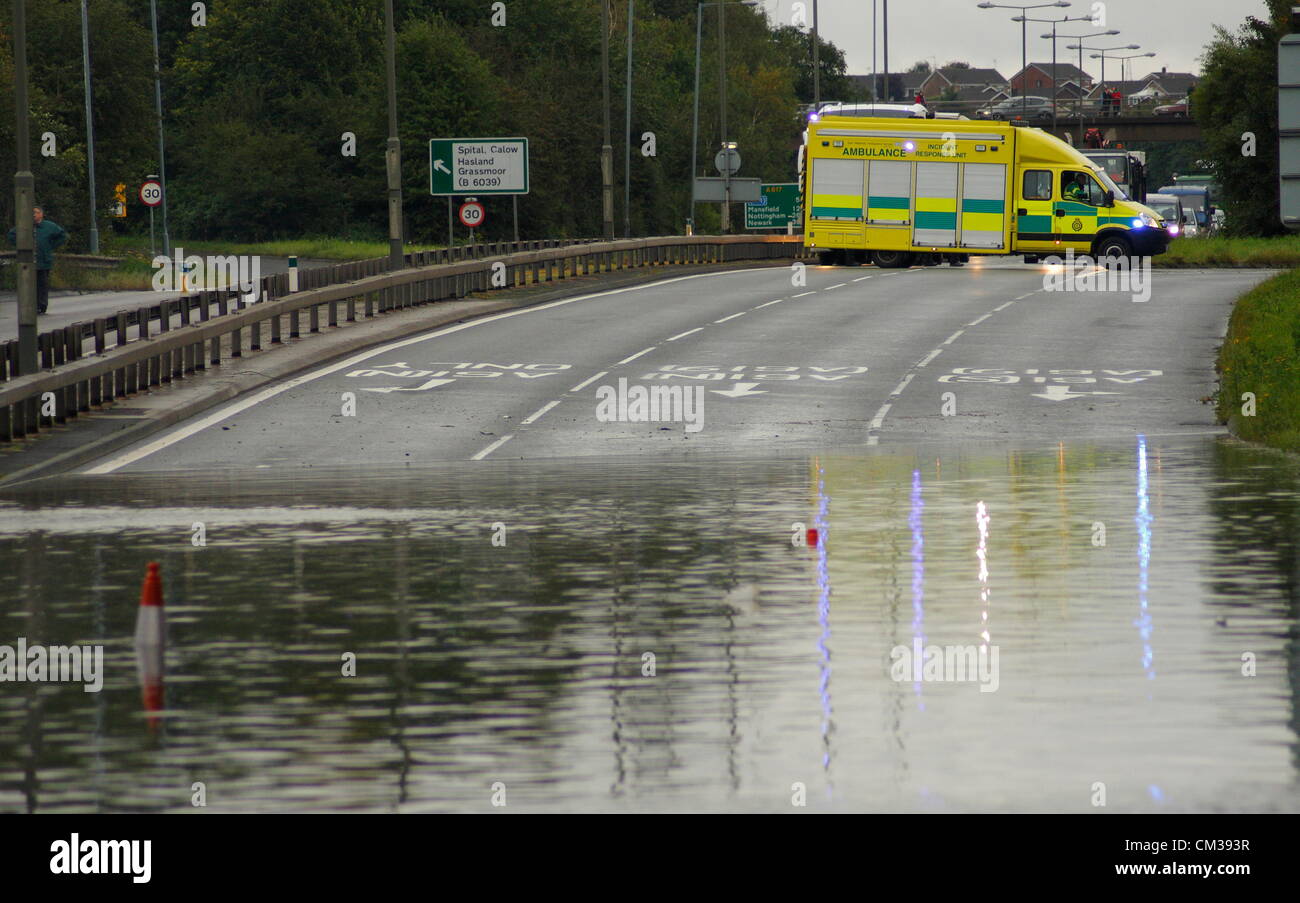 Ambulance forced to divert due to flooding by rainwater at the A617 ...