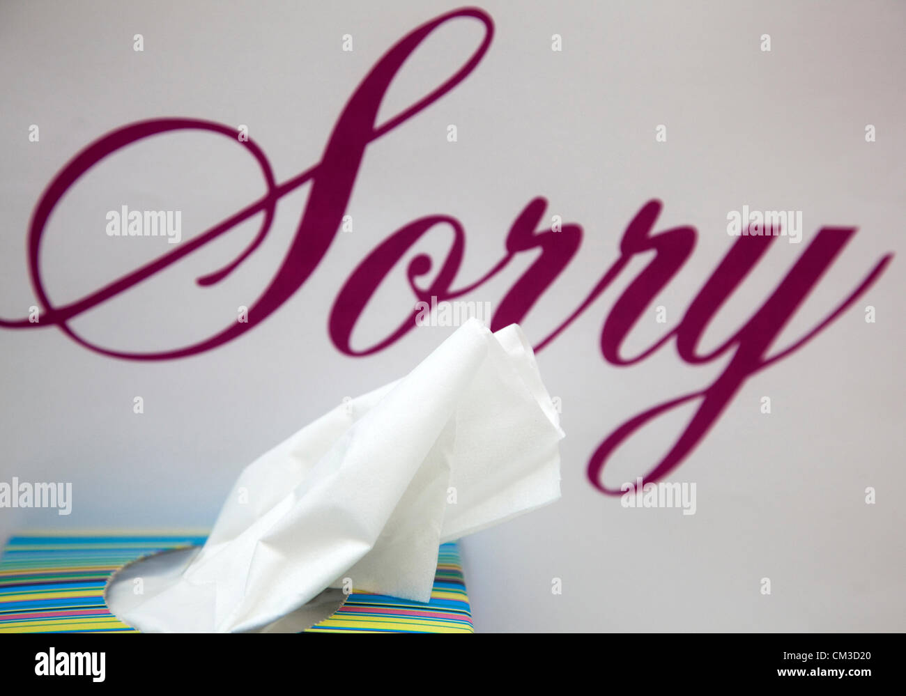 Everyone seems to be apologising these days... Word "Sorry" with box of ...