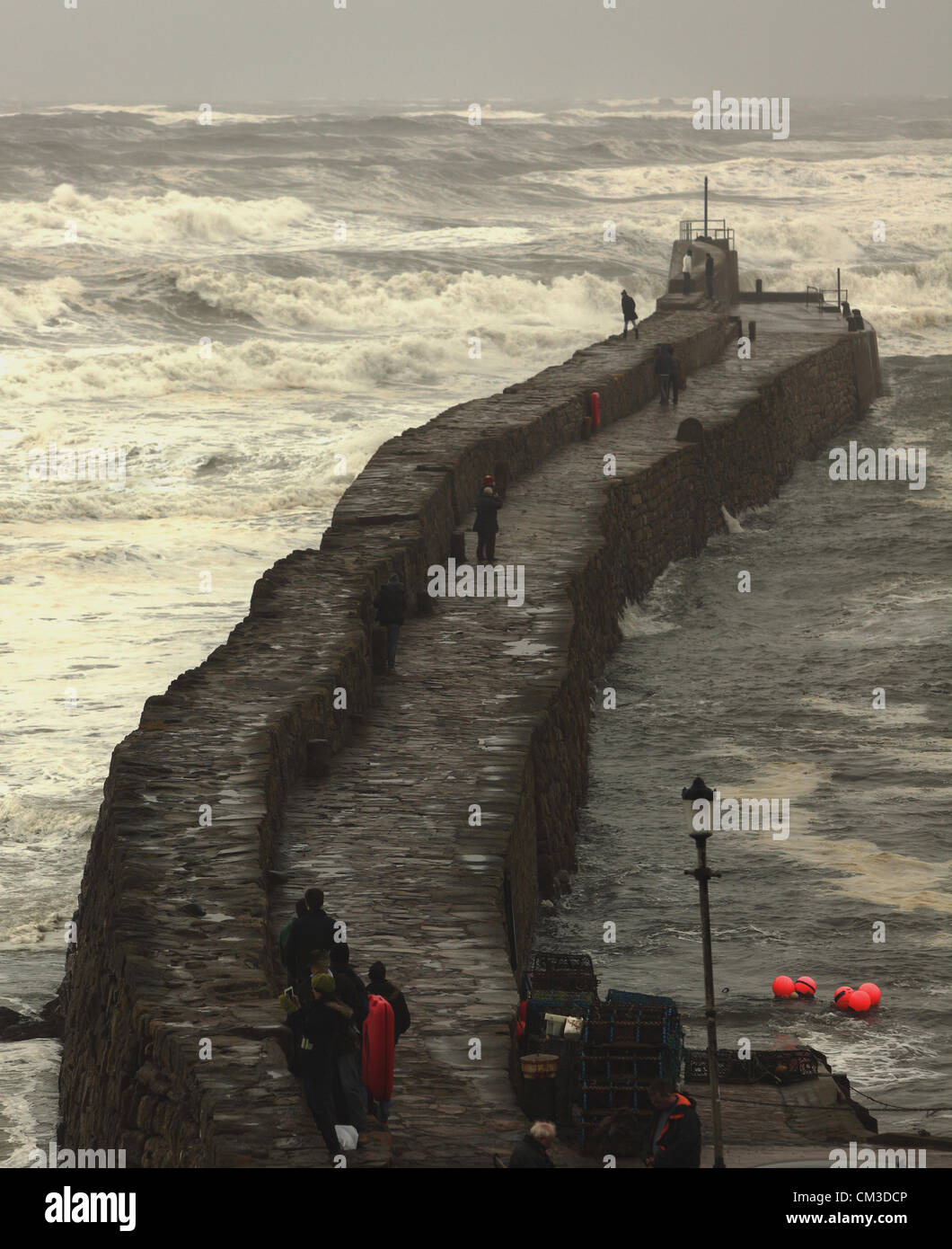 Rough sea during storms at St Andrews harbour, Fife, Scotland Stock ...