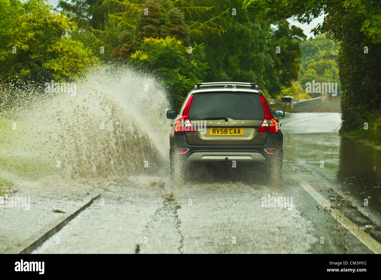 Kent, England - September 26th 2012: Driving becomes treacherous in ...